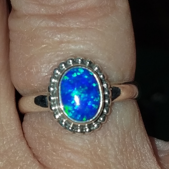 925 Sterling Silver | Jewelry | New Sterling Silver Blue Fire Opal Ring ...